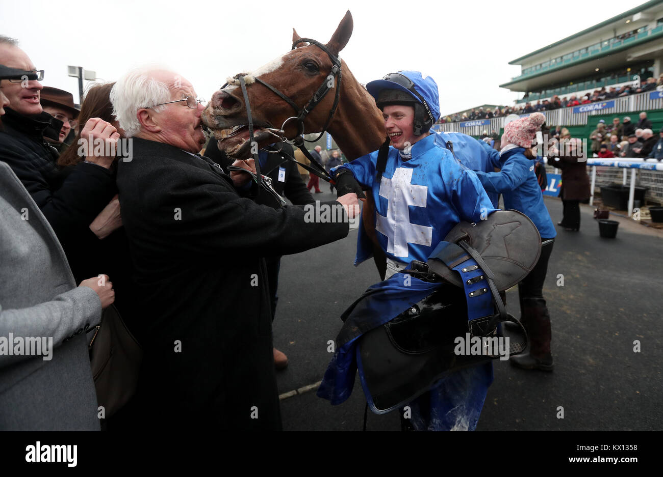James Bowen with Raz De Maree after their victory in the Coral Welsh ...
