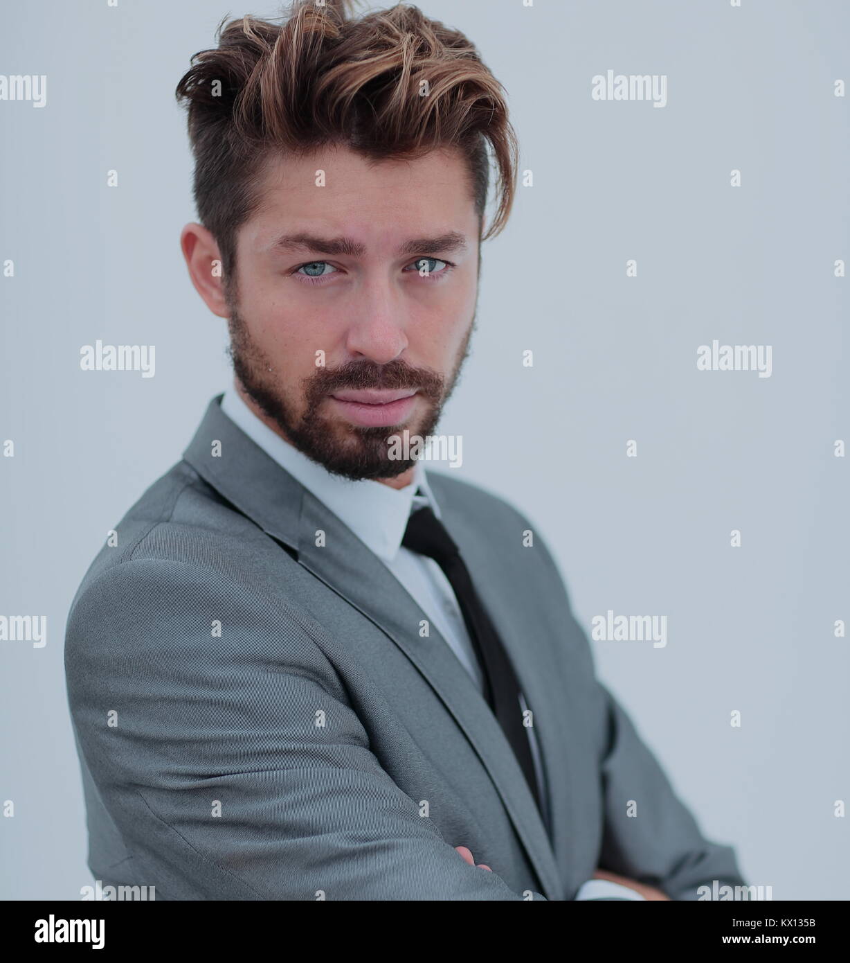 Handsome business man over white background Stock Photo - Alamy