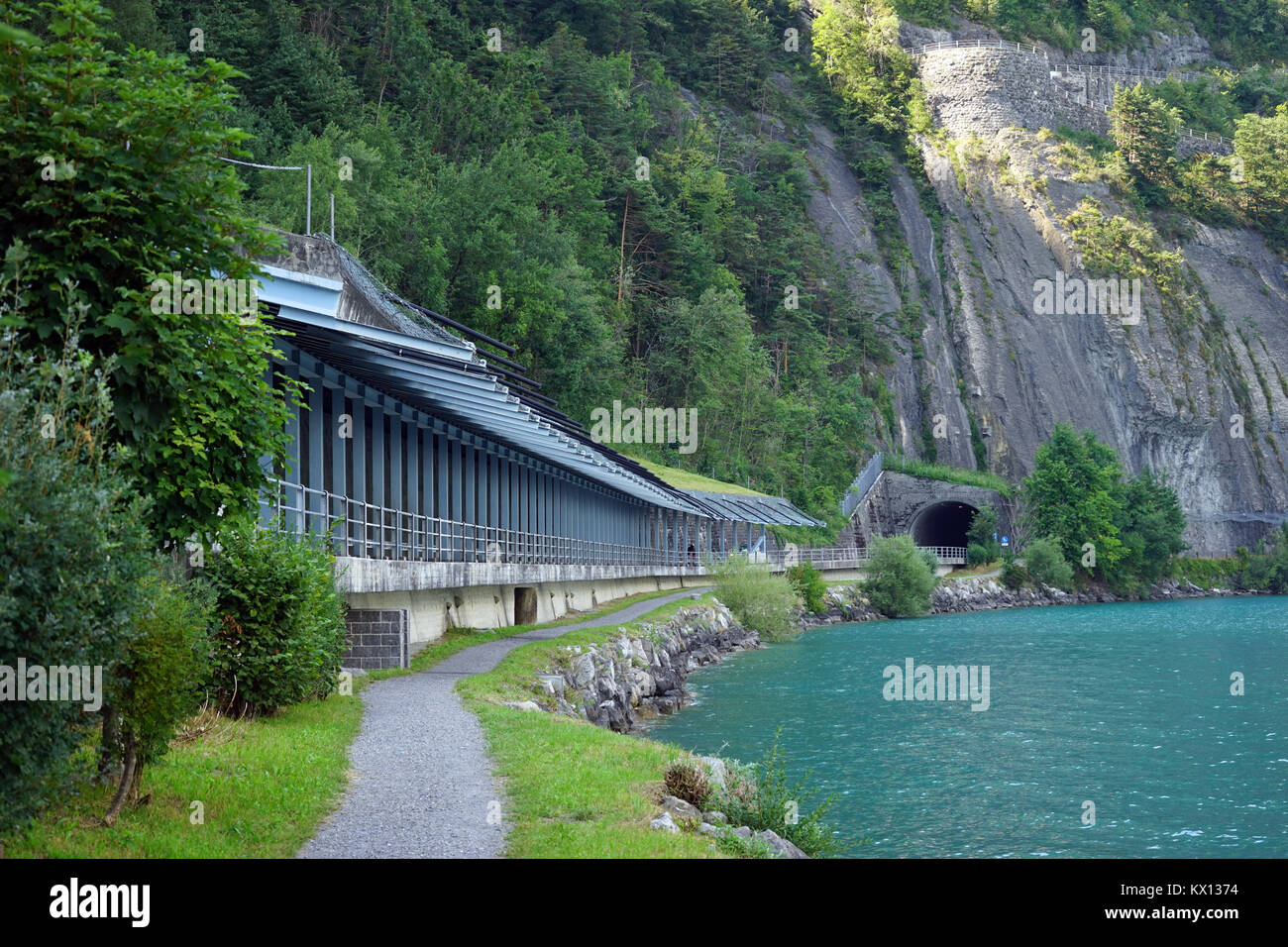 Tunel and road near Lucerne lake in Isleten Schiff Stock Photo - Alamy