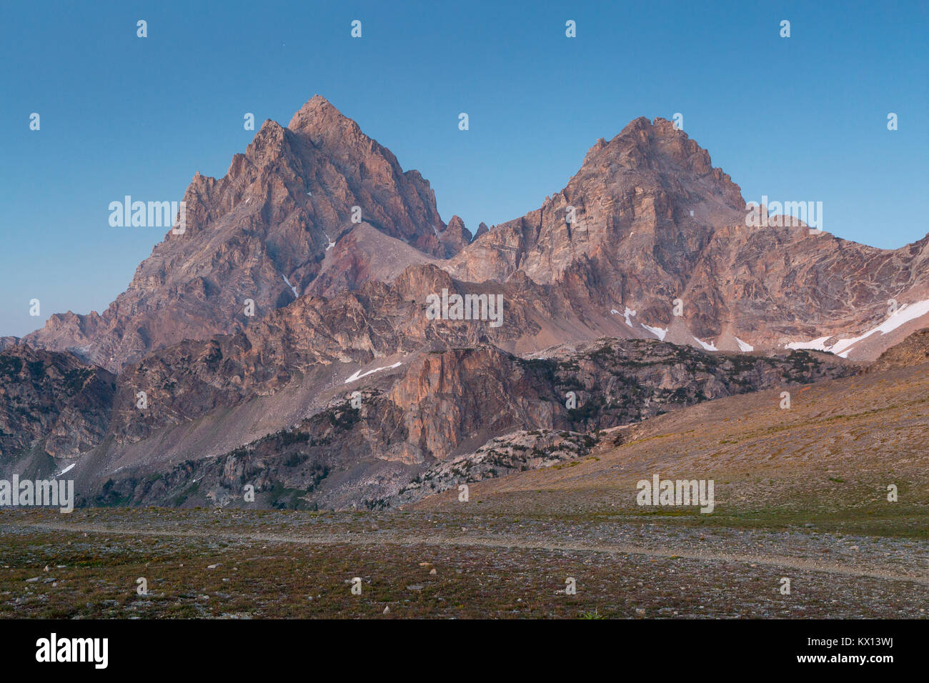 The Grand Teton and Middle Teton towering above the Teton Crest Trail ...