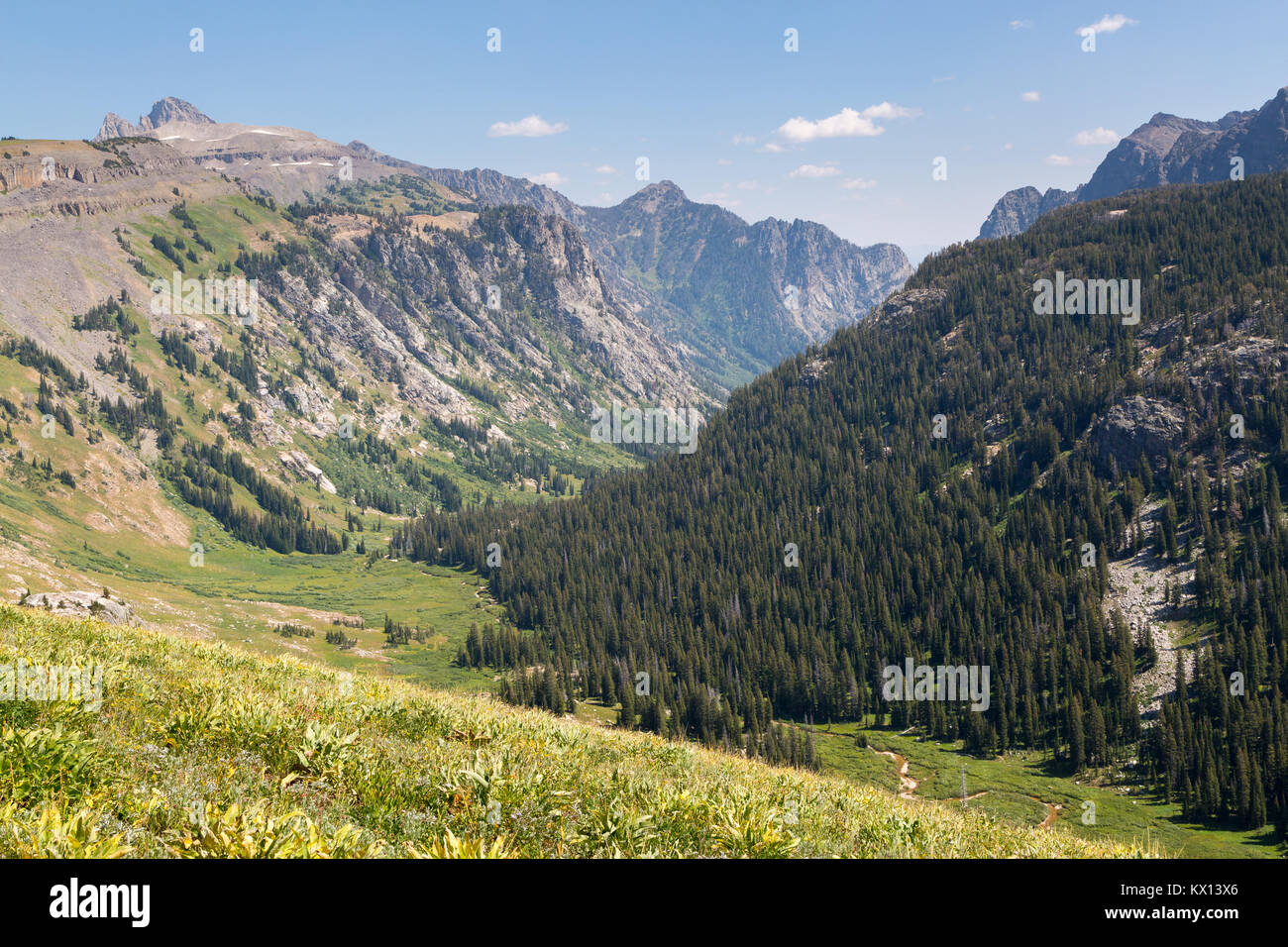 Death Canyon winding toward Phelps Lake below the Death Canyon Shelf ...