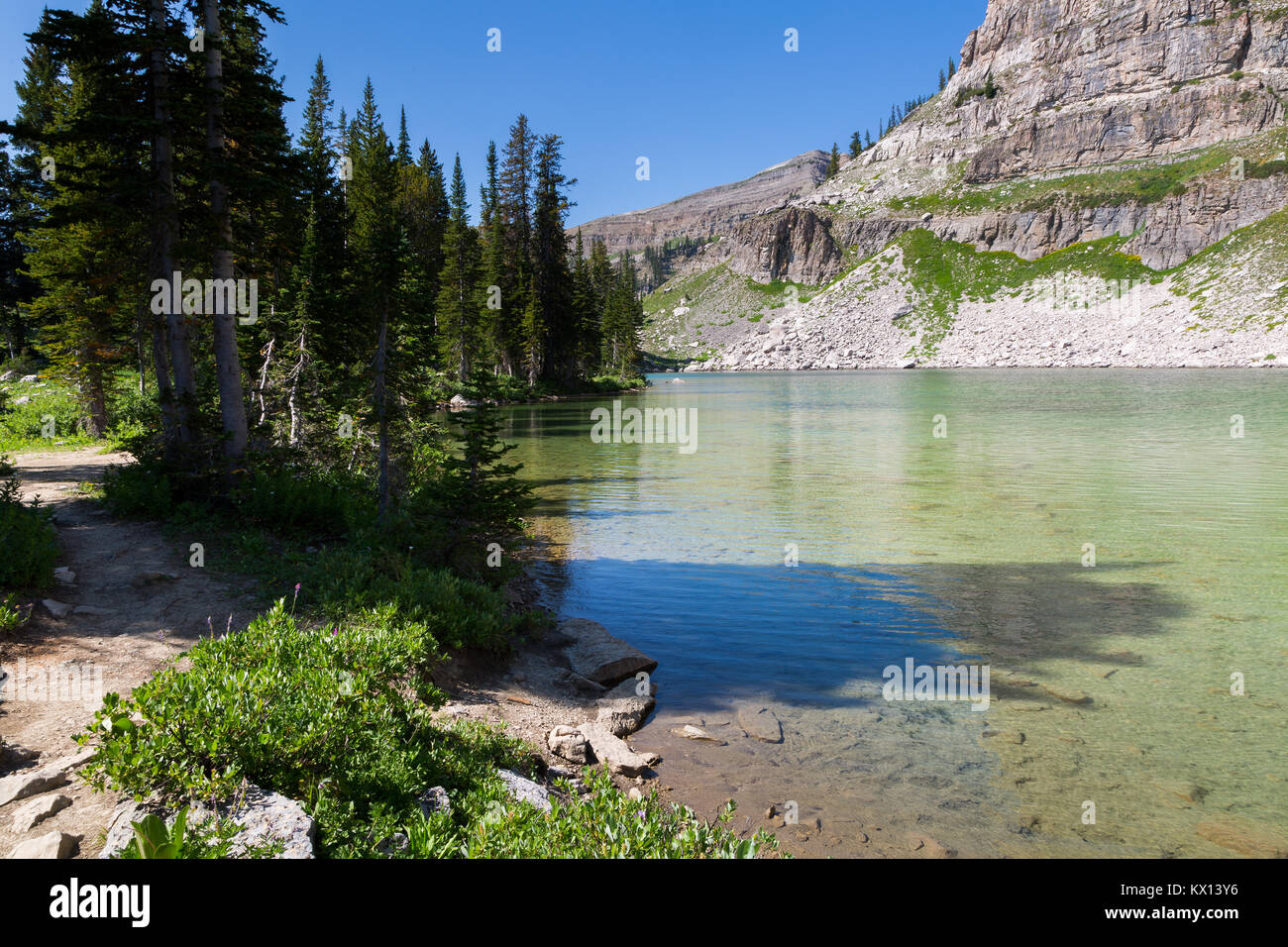 The Teton Crest Trail passing by Marion Lake in the Teton Mountains ...