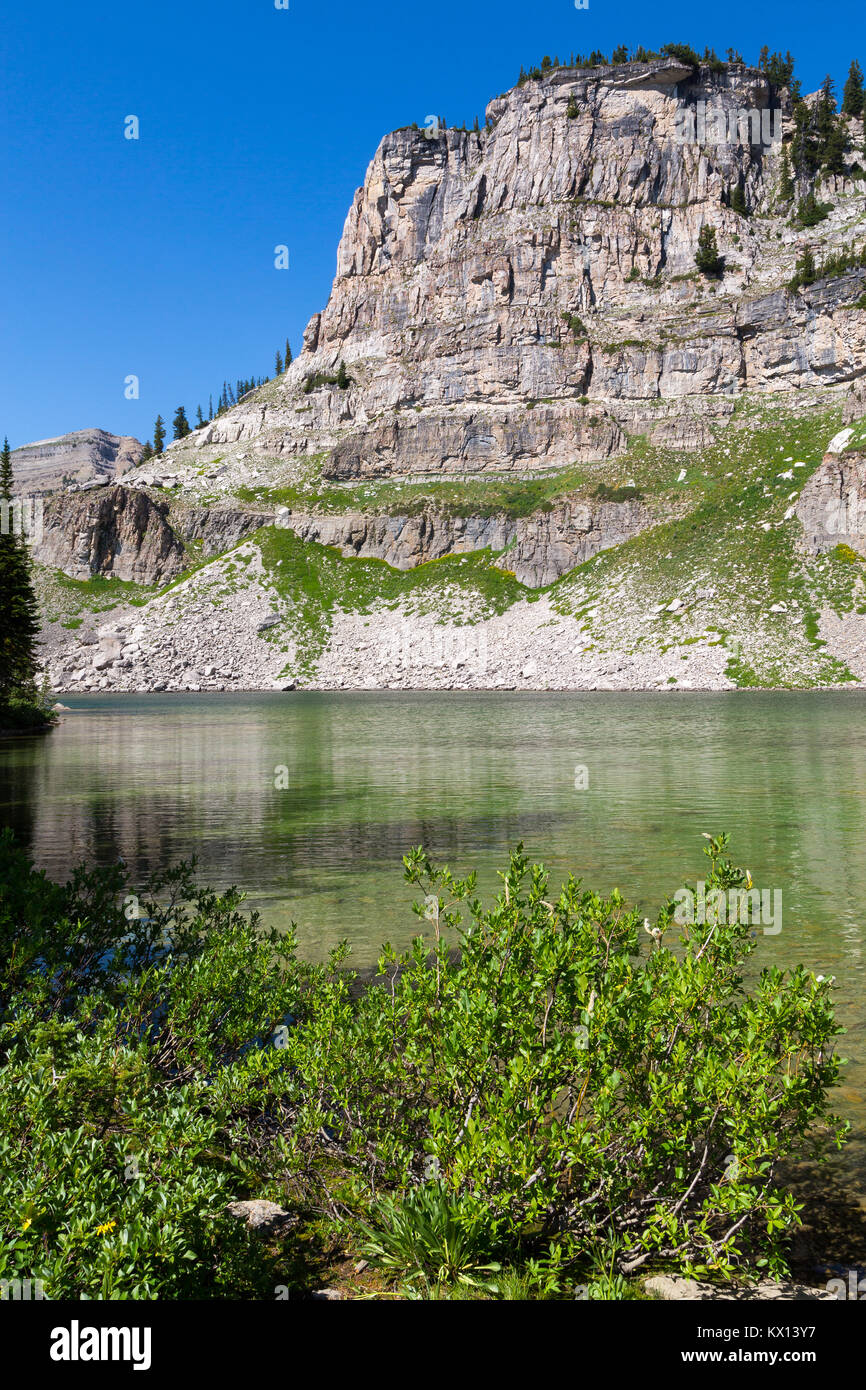 A large granite peak rising above Marion Lake at the top of Granite ...