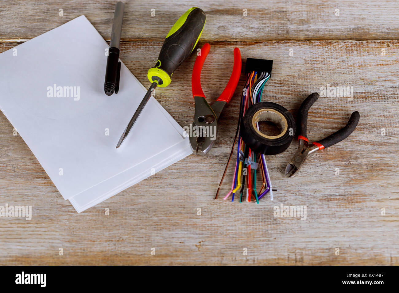 Tools for electrical installation isolated on metal surface Insulation ...