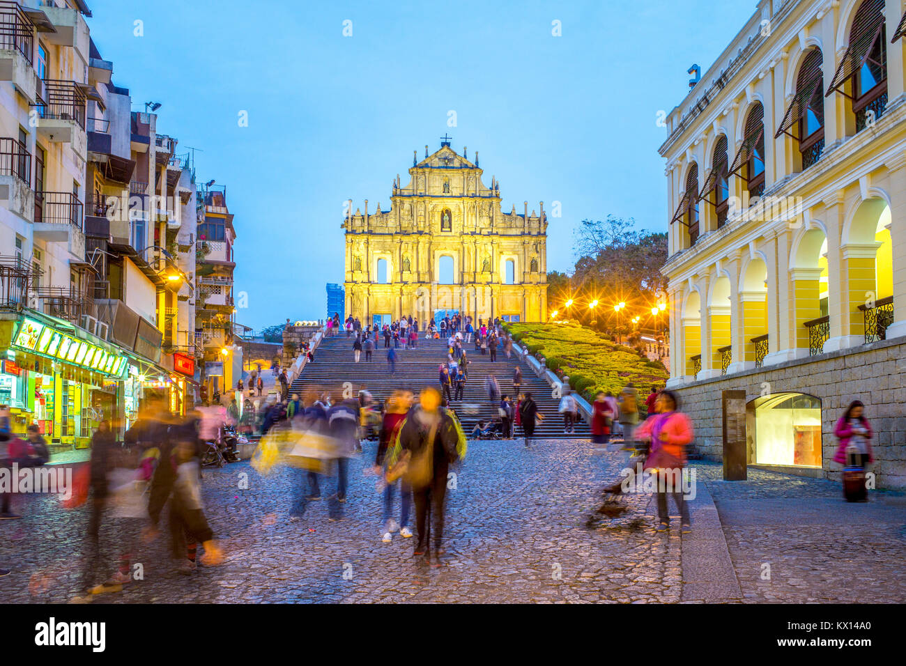 Night view of Ruins of St. Paul's in Macau, China Stock Photo - Alamy