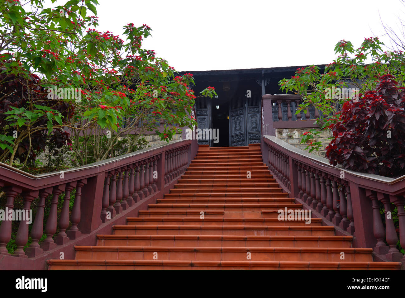 Brick stairs of traditional wooden house in Dalat, Vietnam Stock Photo ...