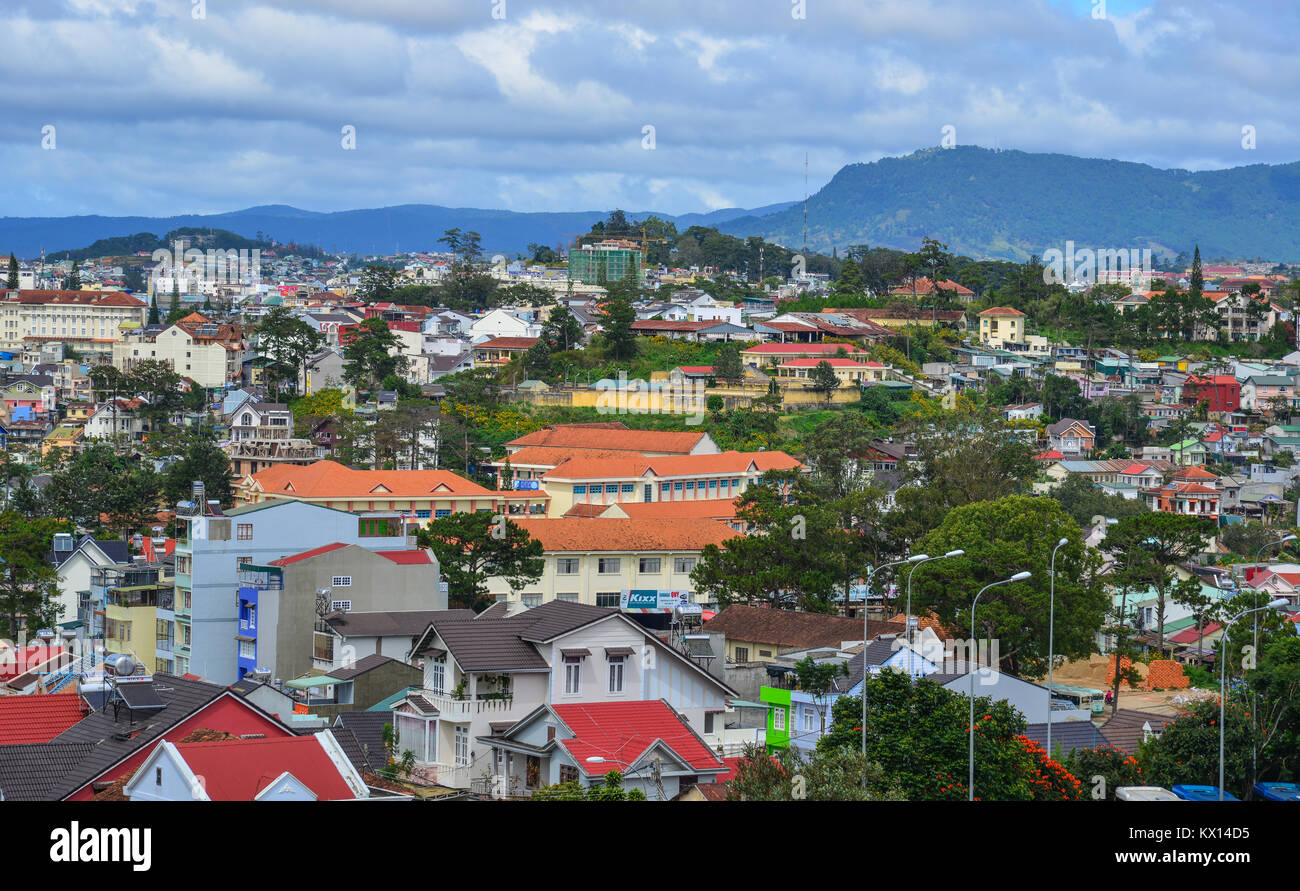 Dalat, Vietnam - Nov 25, 2017. Aerial view of Dalat, Vietnam. The ...