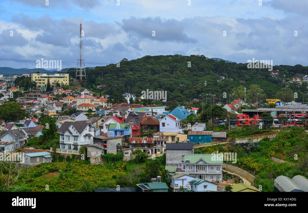 Dalat, Vietnam - Nov 25, 2017. Cityscape of Dalat, Vietnam. The ...