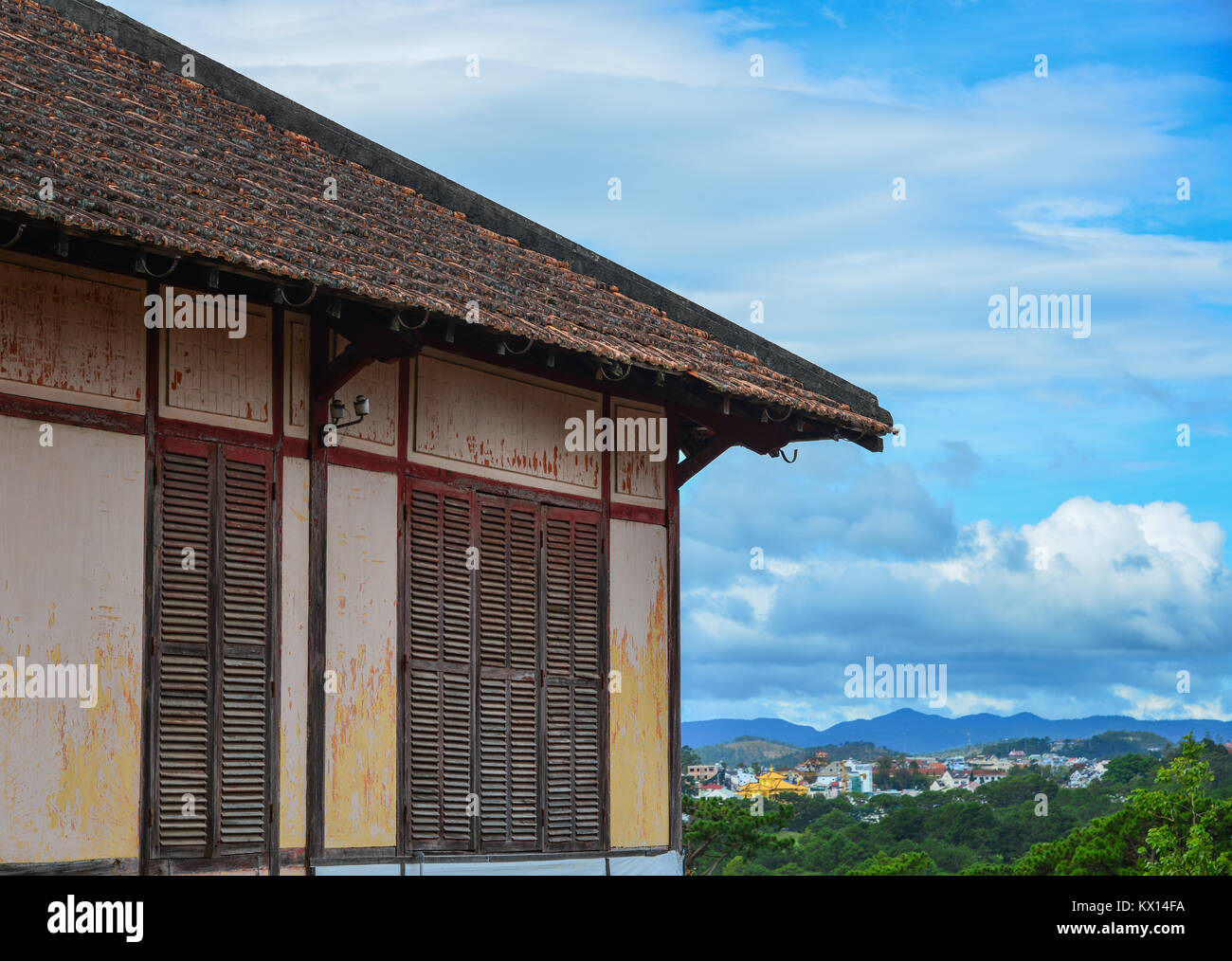 Part of ancient house in Dalat, Vietnam. The architecture of Dalat is ...
