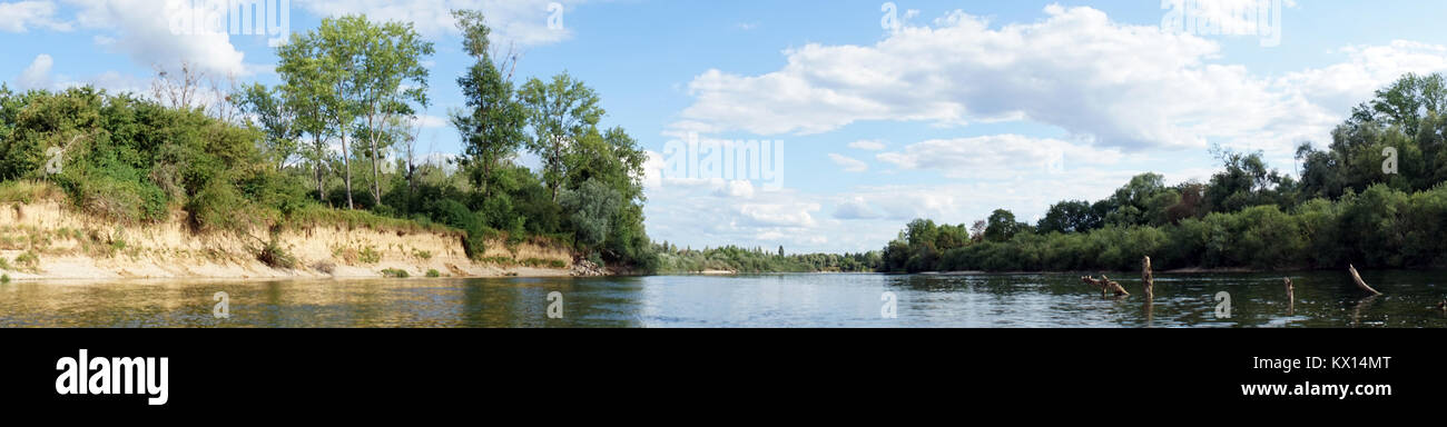 Panorama of river with sand bank Stock Photo - Alamy