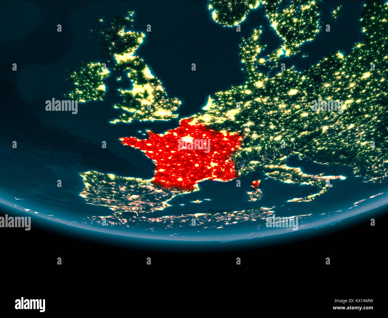 Highlighted satellite image of france hi-res stock photography and ...