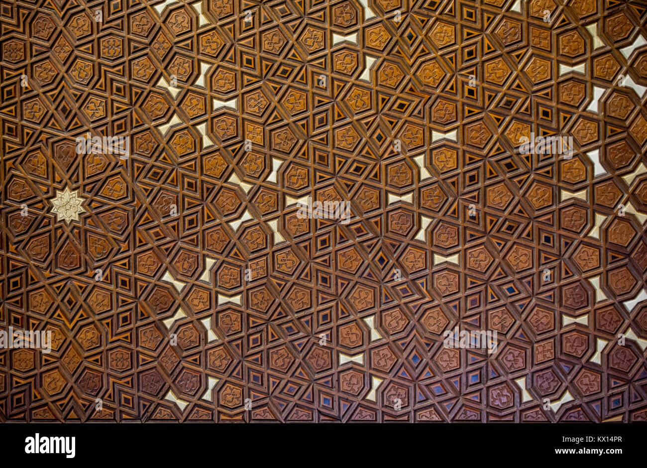 Ottoman Turkish art with geometric patterns on wood Stock Photo - Alamy