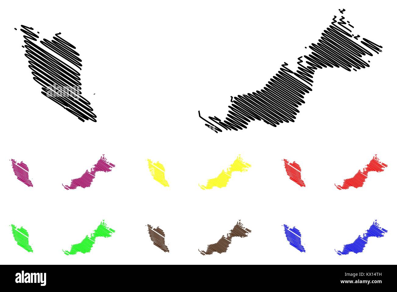 Malaysia sketch scribble map Cut Out Stock Images & Pictures - Alamy