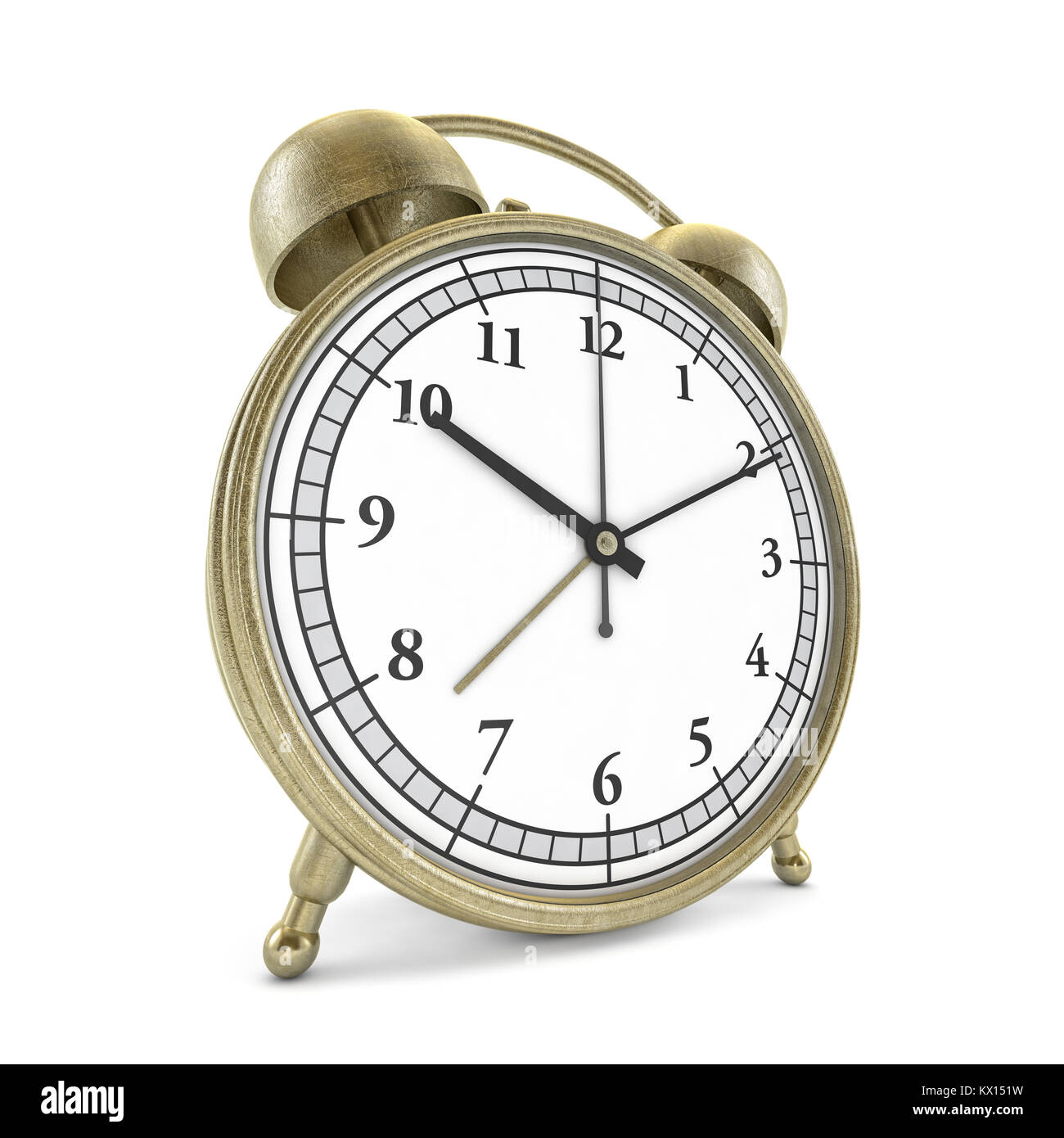 Old style alarm clock isolated on white. 3d rendering Stock Photo - Alamy