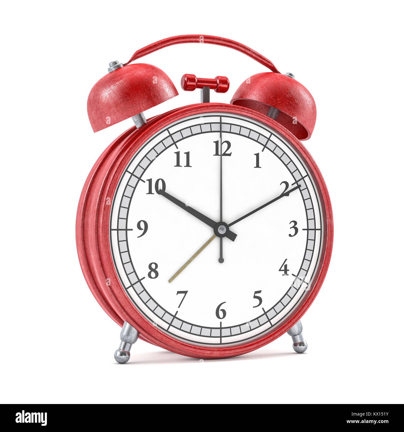 Old style alarm clock isolated on white. 3d rendering Stock Photo - Alamy