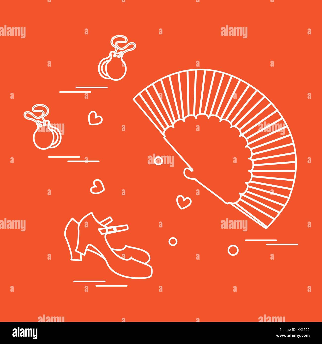 Vector illustration with various symbols of dance culture of Spain ...
