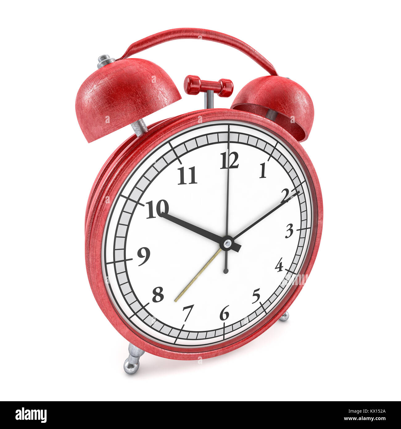 Old style alarm clock isolated on white. 3d rendering Stock Photo - Alamy