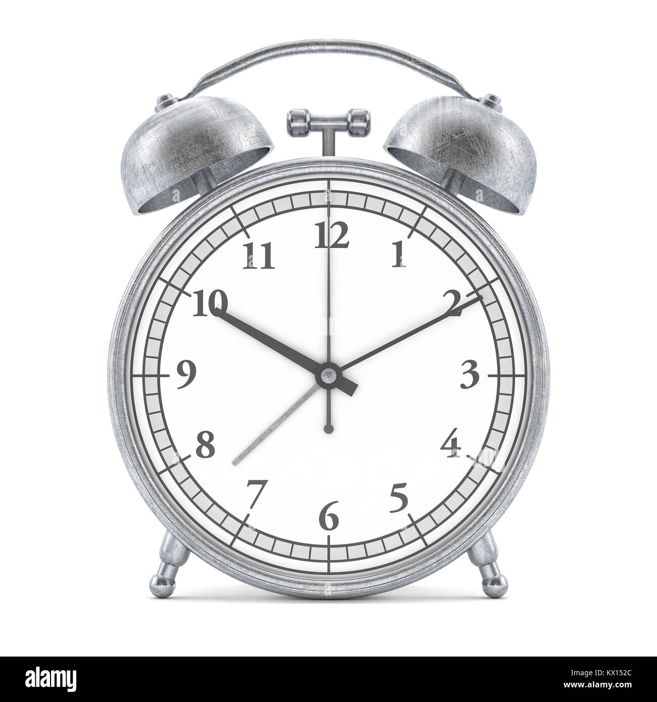 Old style alarm clock isolated on white. 3d rendering Stock Photo - Alamy