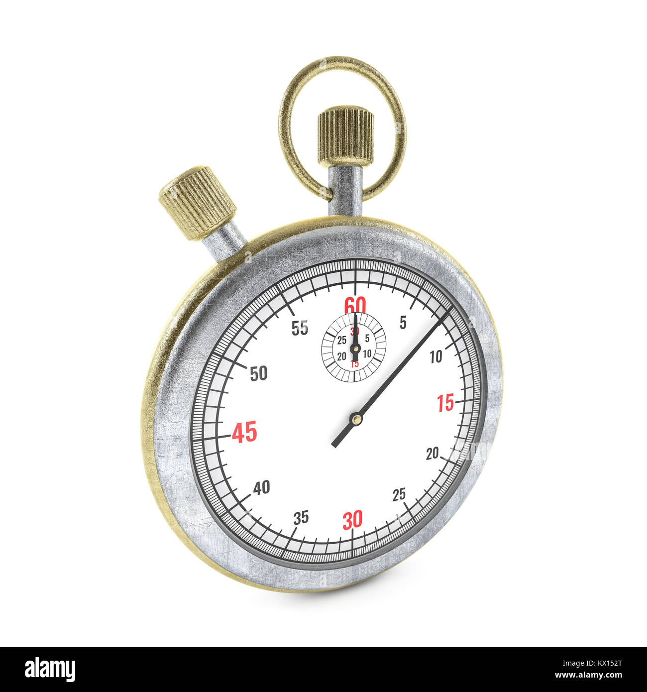 Realistic Classic Stopwatch Isolated on White. 3d rendering Stock Photo ...