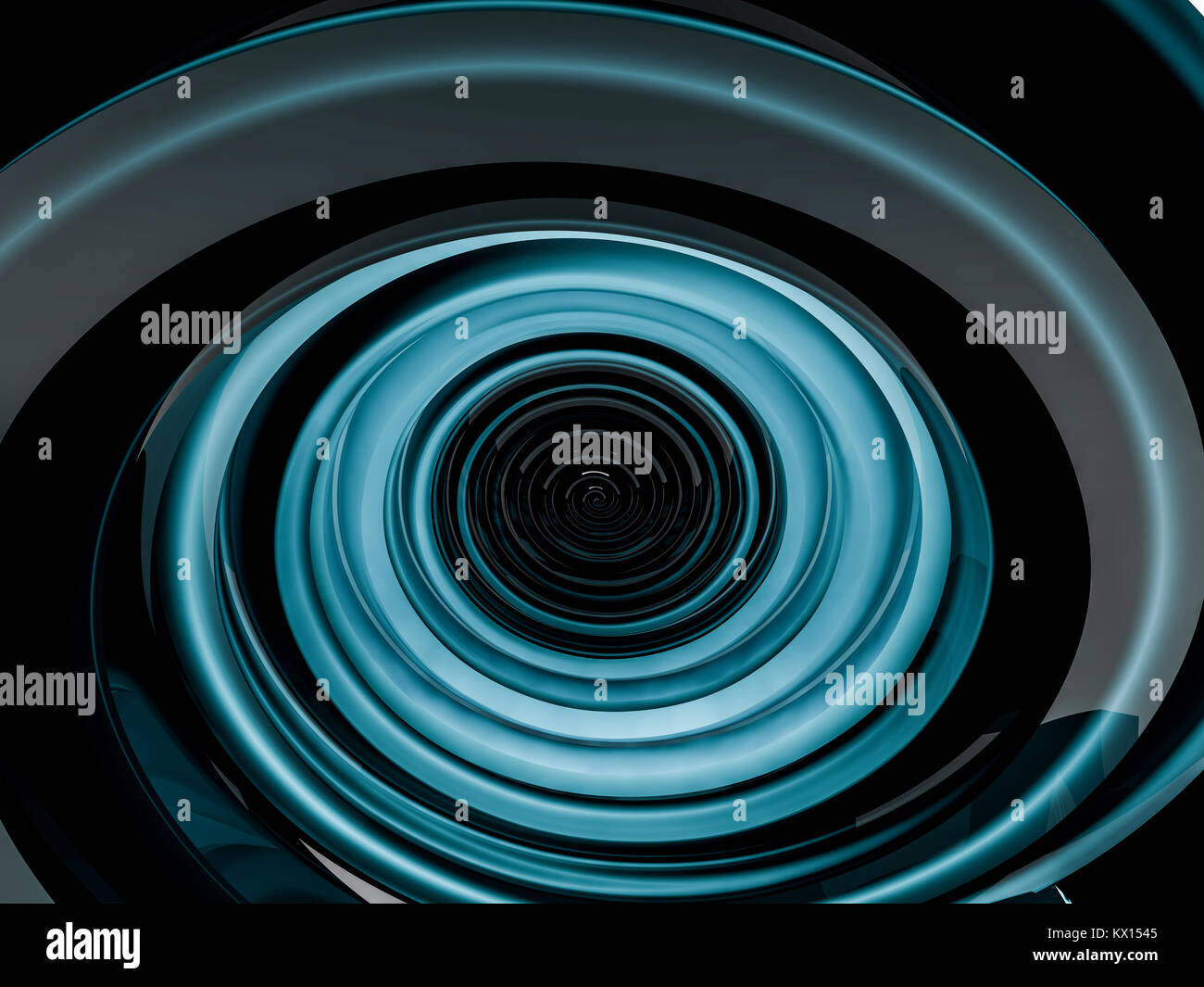 Abstract swirly blue shape on black background. 3D rendering Stock ...