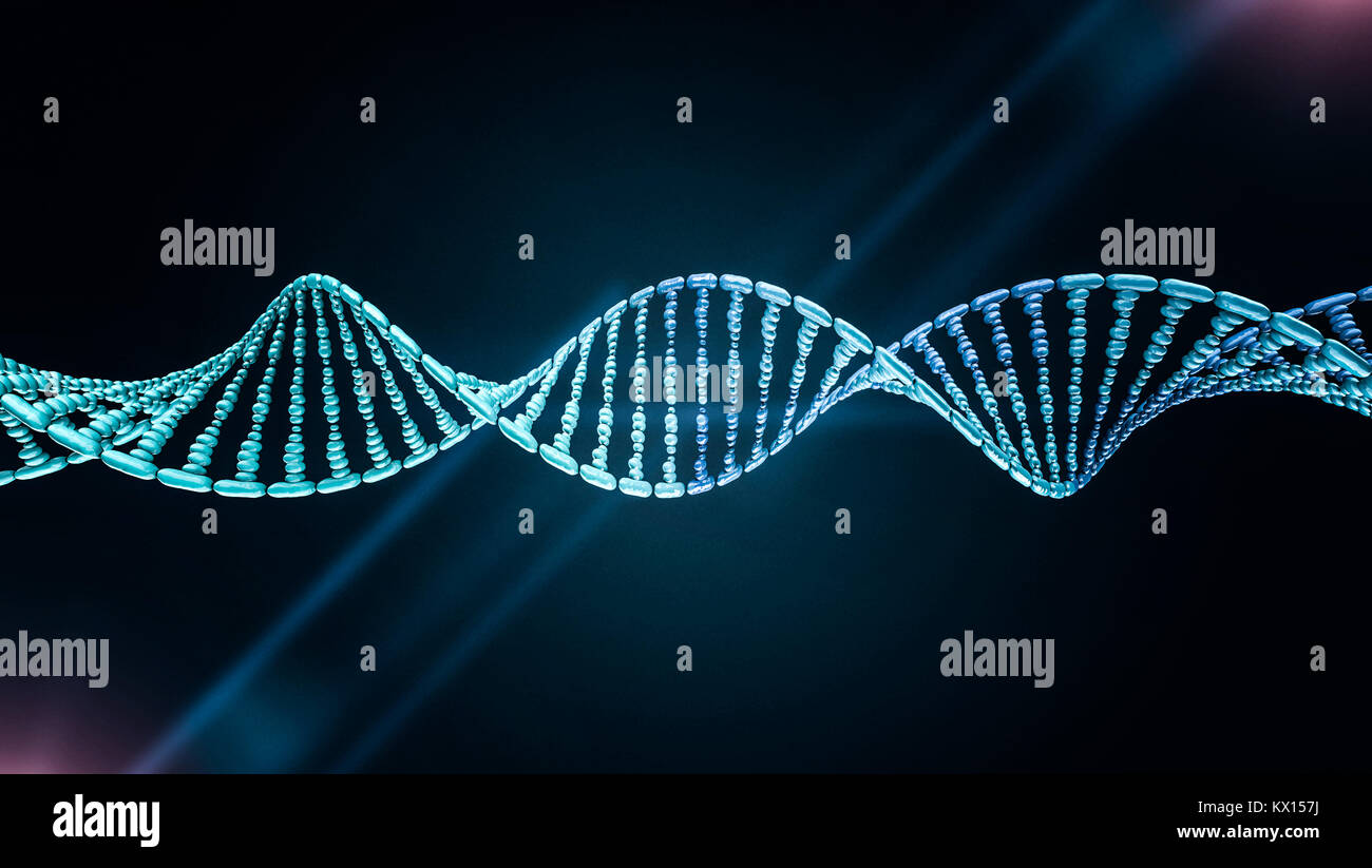 Digital illustration of a DNA model on science background. 3D rendering ...