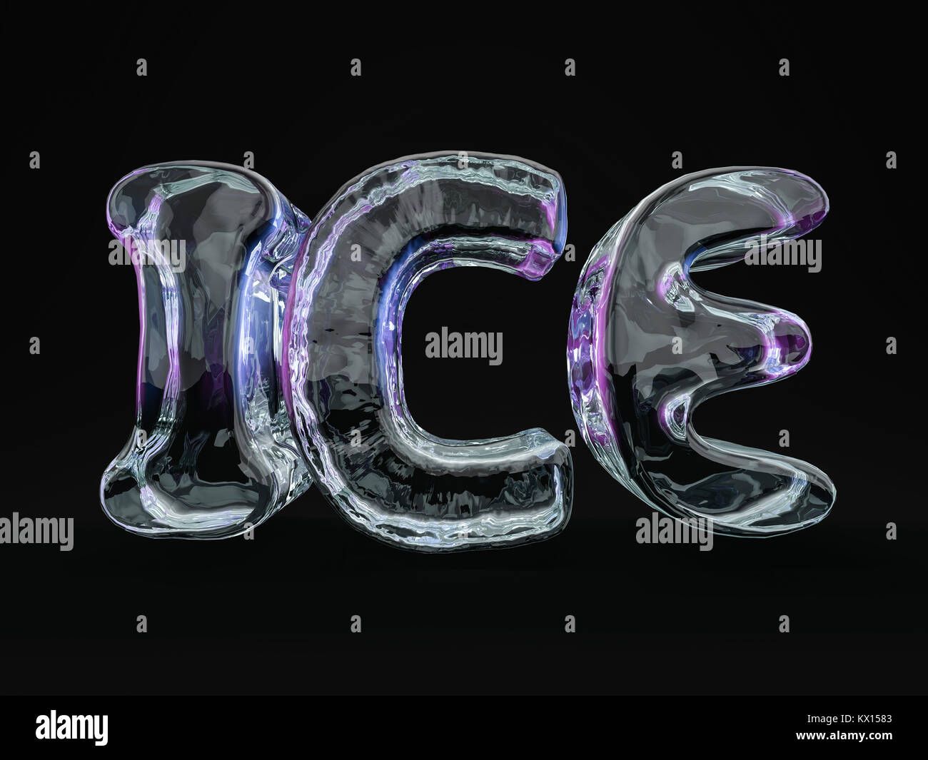 Word ICE made from ice letters on black background. 3d rendering Stock ...