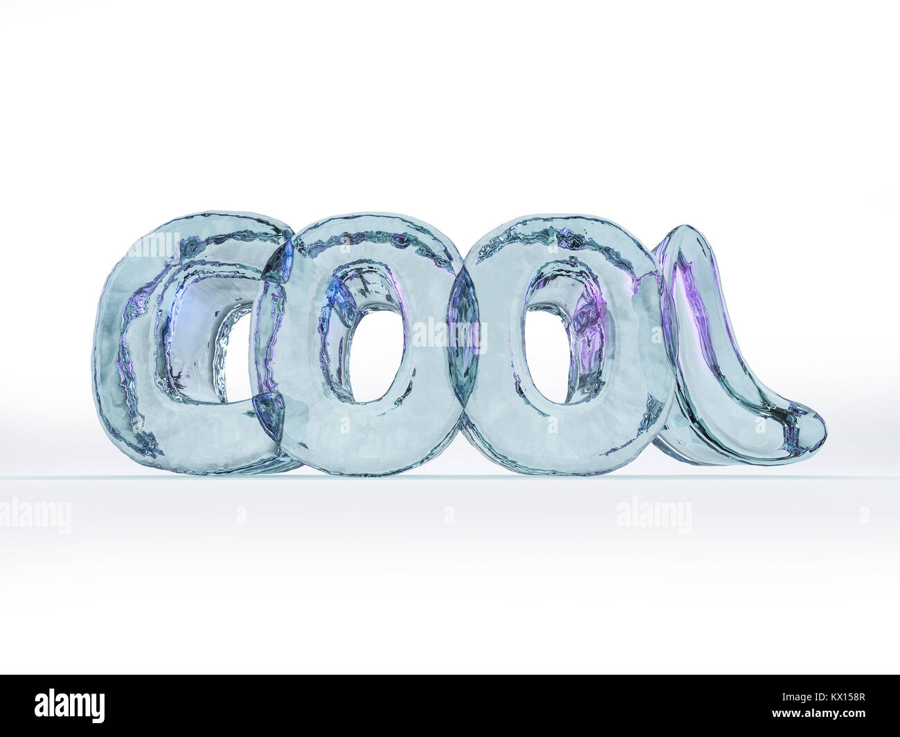 Word COOL made from ice letters on white background. 3d rendering Stock ...