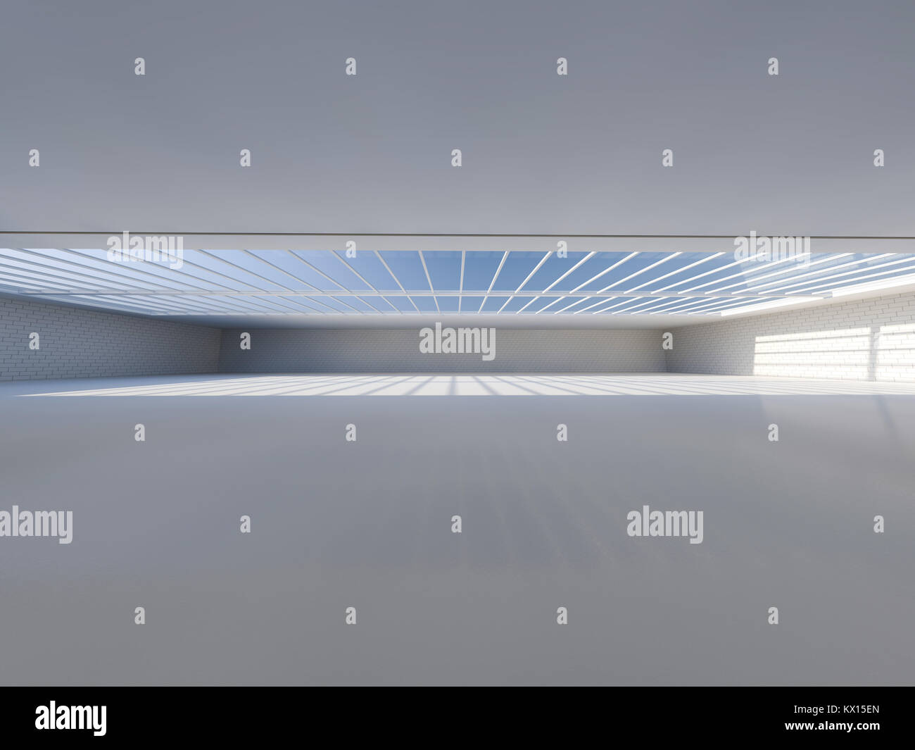 Sunny big open area with skylight. 3D rendering Stock Photo - Alamy