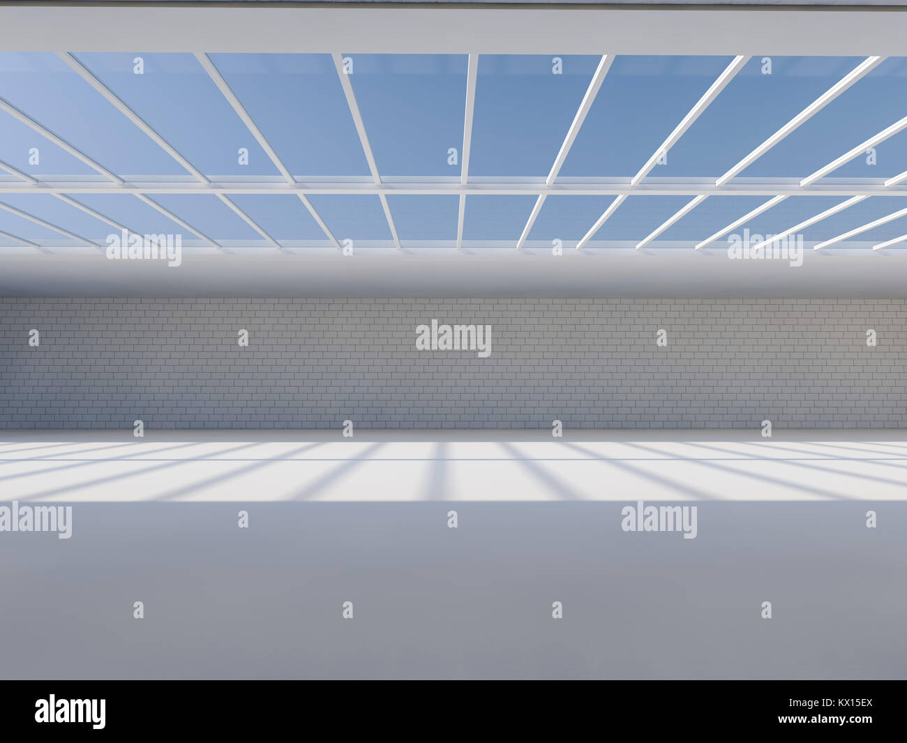 Sunny big open area with skylight. 3D rendering Stock Photo - Alamy