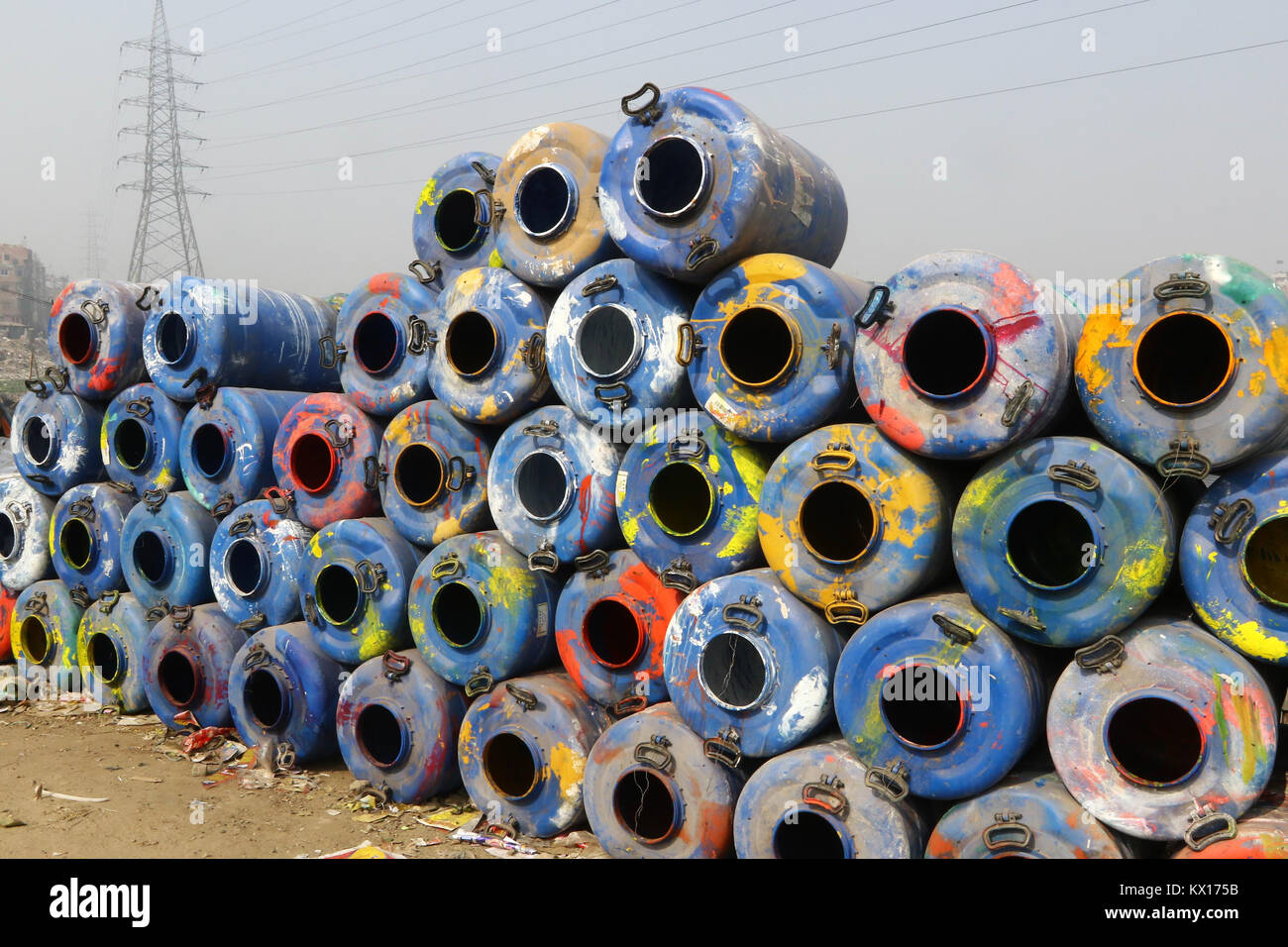 plastic Toxic-Waste Drums Stock Photo - Alamy