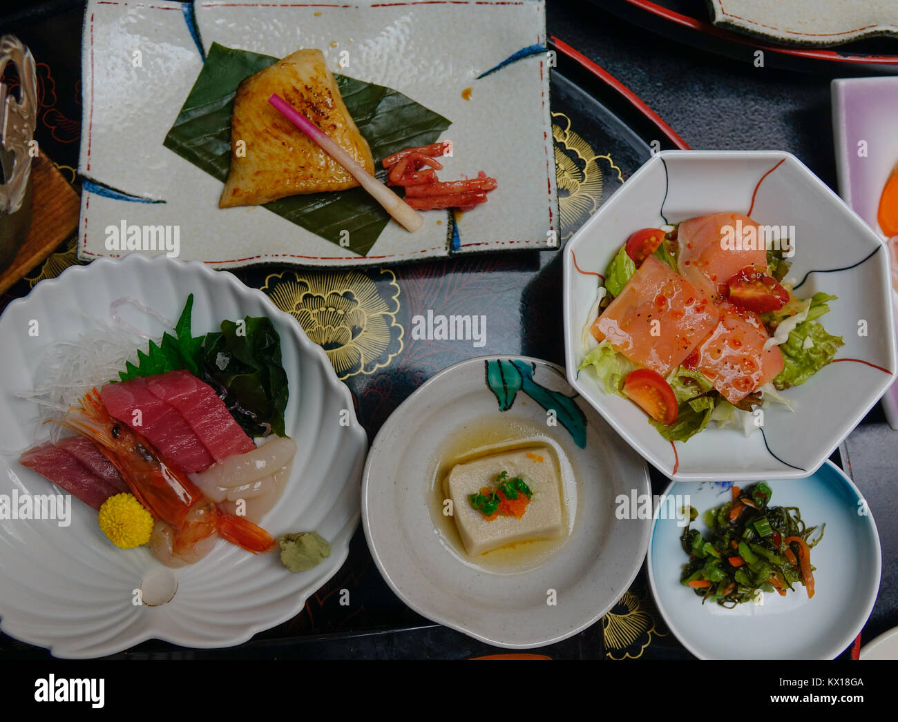 A Japanese traditional set meal for dinner in Matsushima, Japan Stock ...