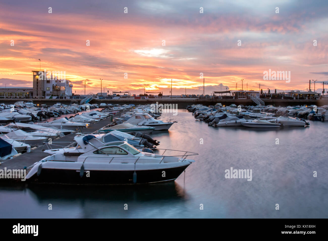 Marina with recreational boats in the city of Faro, Portugal Stock ...