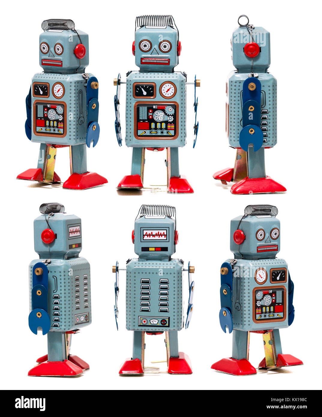 Vintage tin robot toy isolated on a white background Stock Photo - Alamy