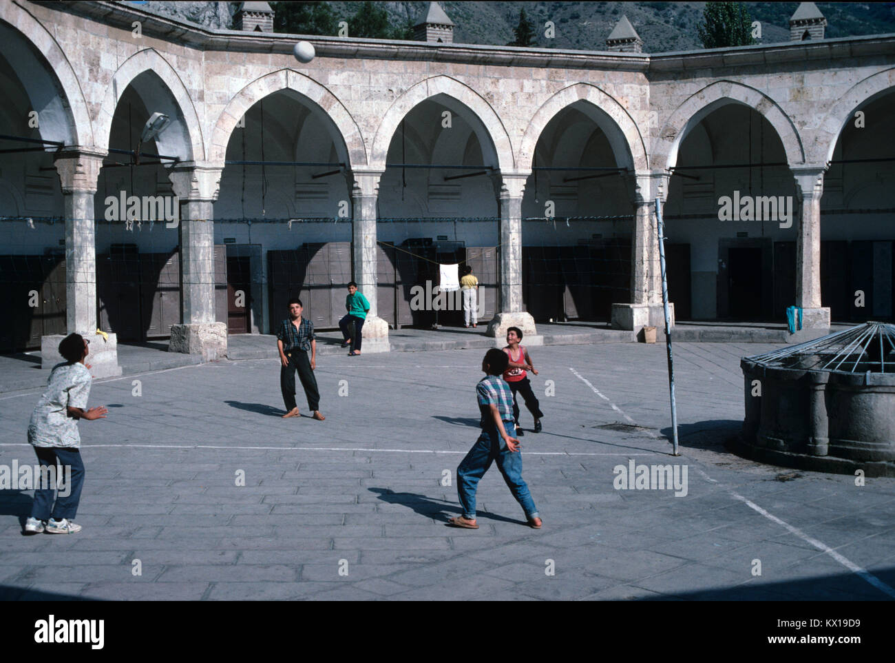 Turkish Boys Playing Handball or Football Inside the c15th Ottoman ...