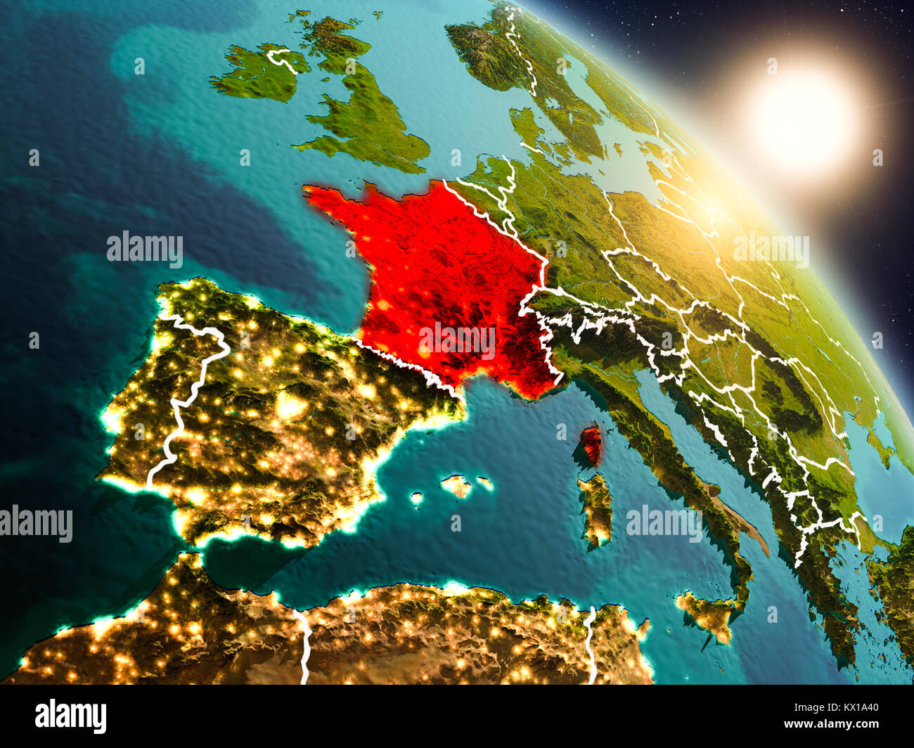 Earth From Space And Sun France High Resolution Stock Photography and ...