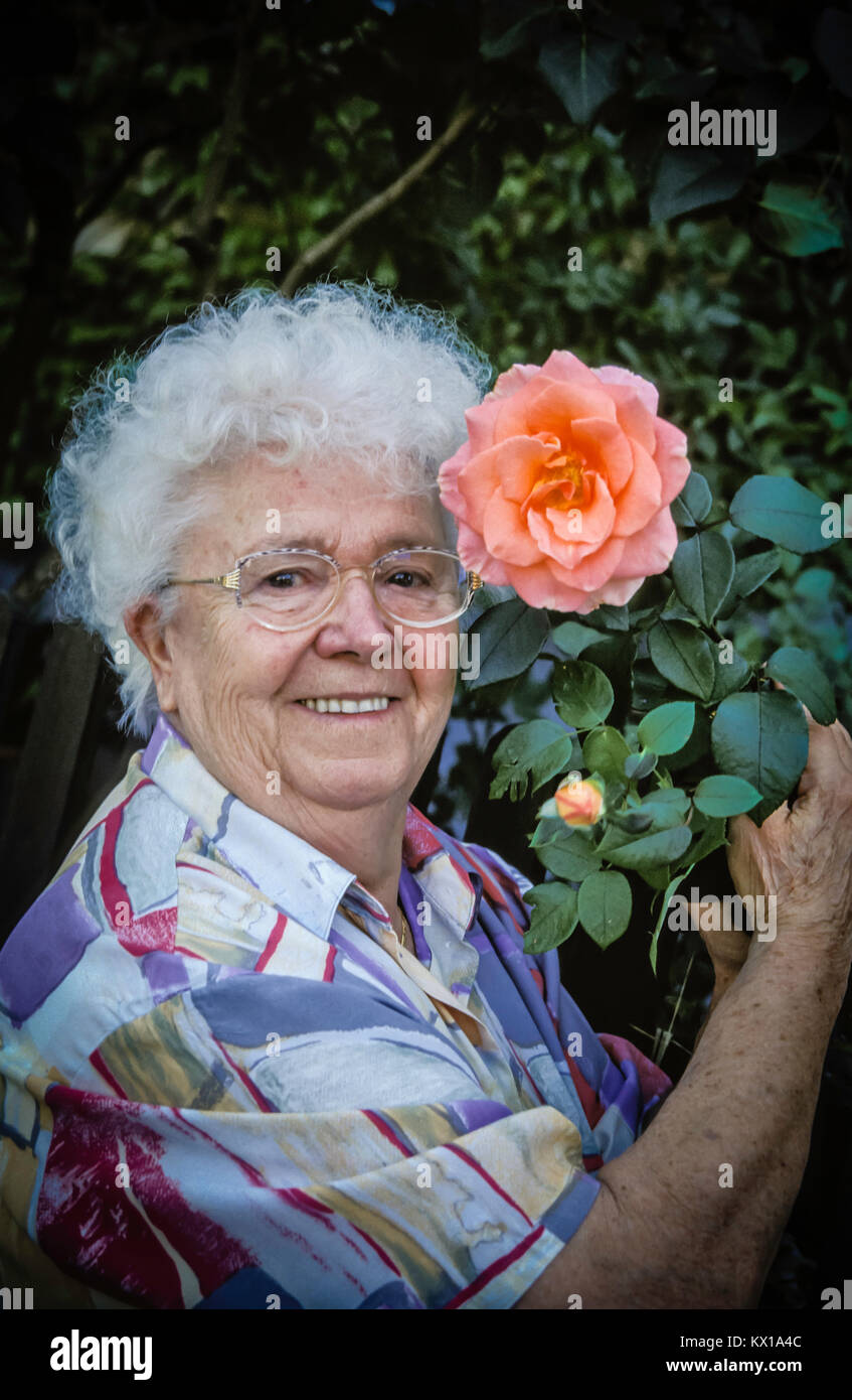senior citizens on small German village Stock Photo - Alamy