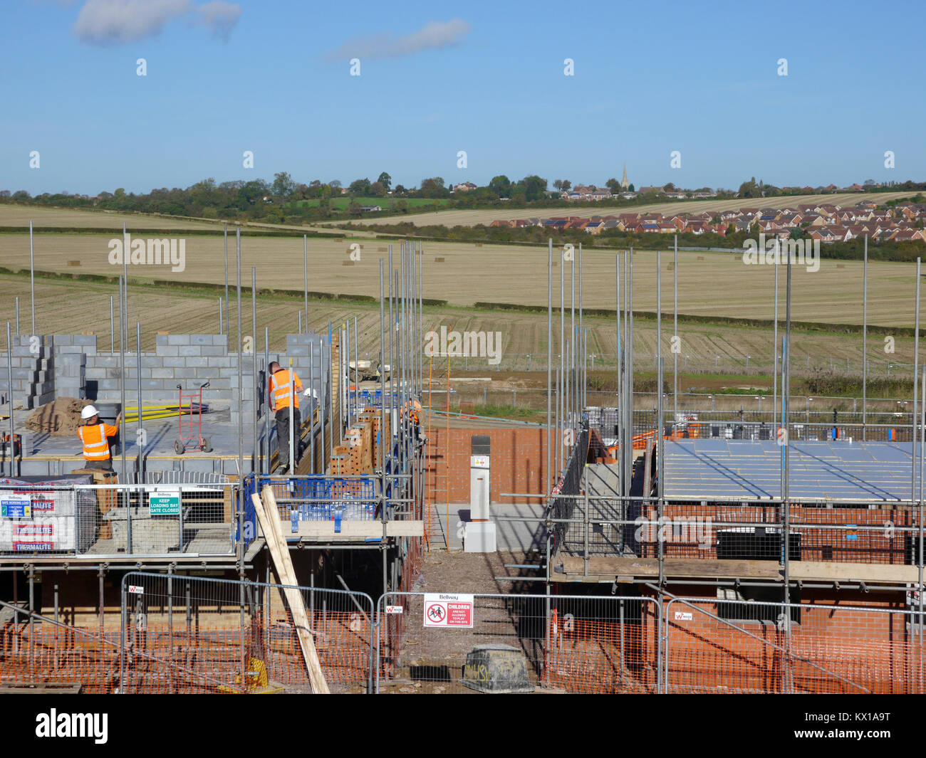 Construction of new housing estate, Grantham, Lincolnshire, England, U ...