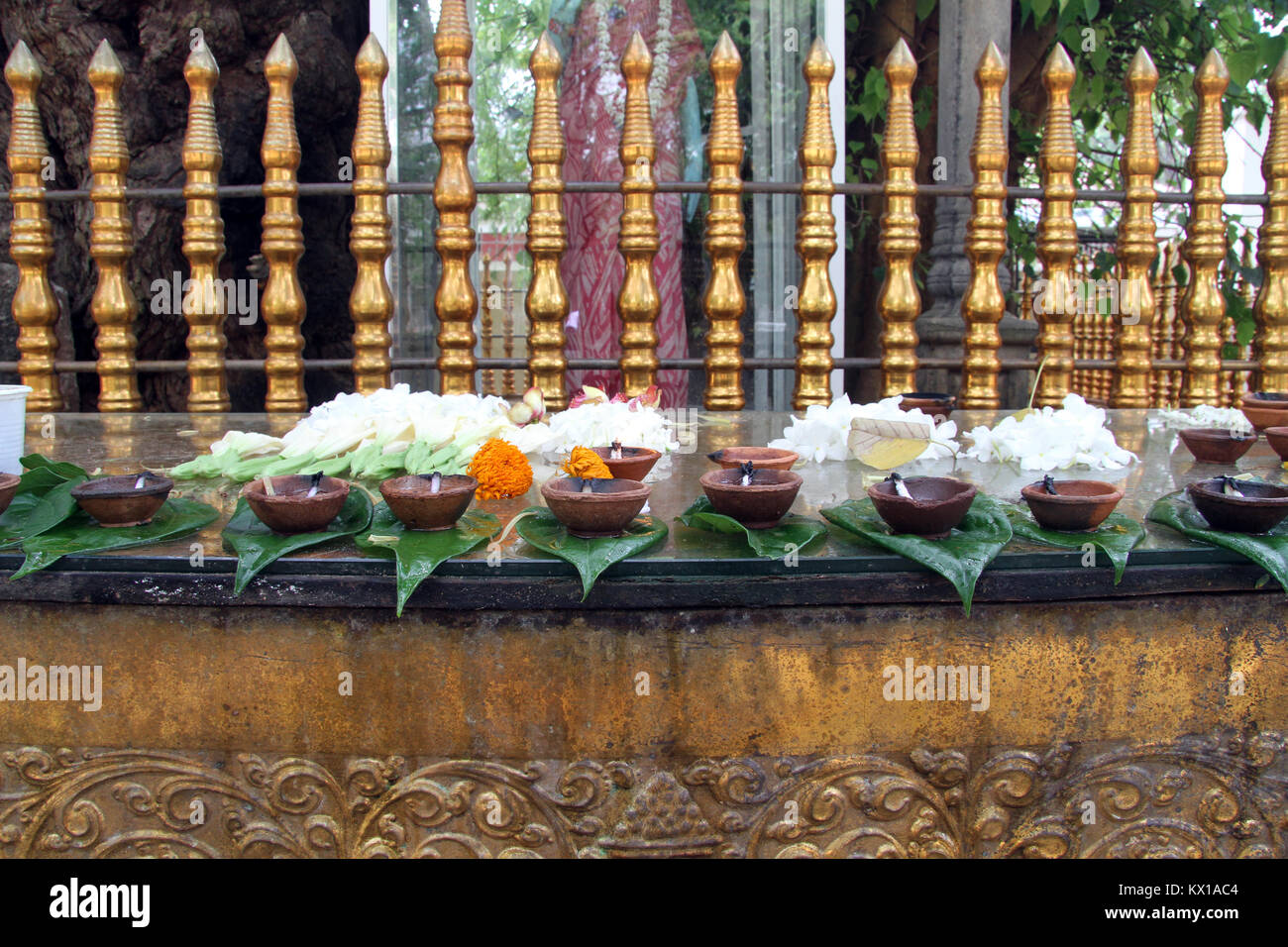 Fence of buddhist shrine under tree in Kataragama, Sri Lanka Stock ...