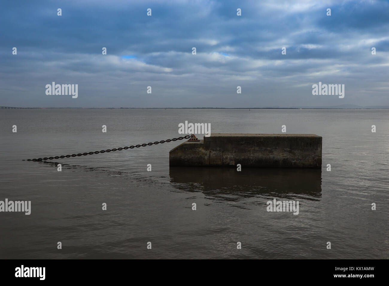 Concrete block part of the structure of a pier in Lisbon's Nations park ...