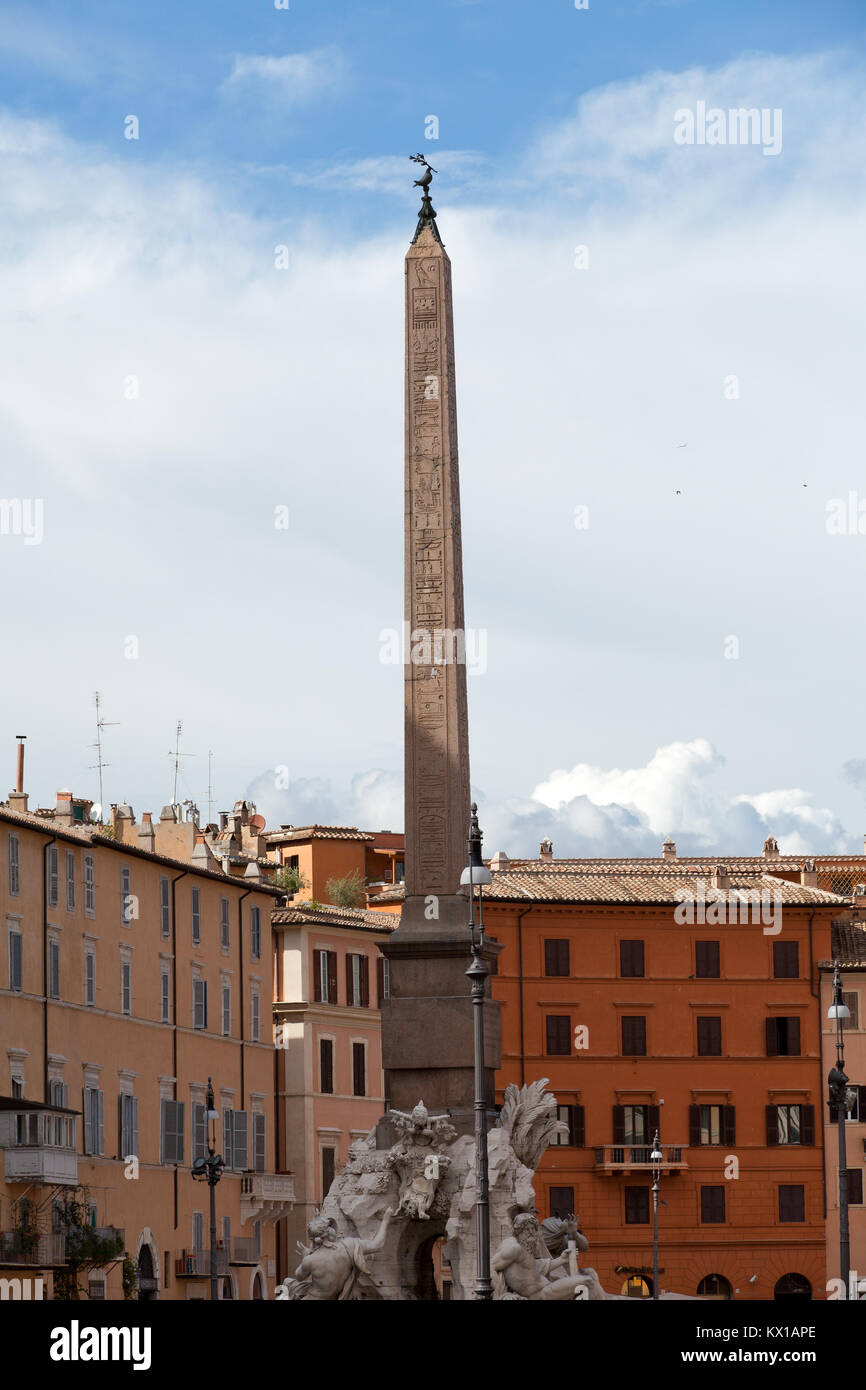 Egyptian obelisk in the middle of Piazza Navona, Rome, Italy Stock ...