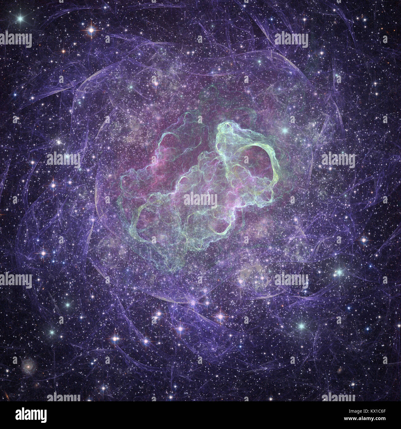 Abstract scientific background - planet in space, nebula and stars ...