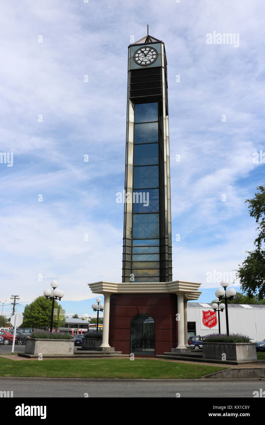 Glass tower, built in 1991, that houses the original clockworks from ...