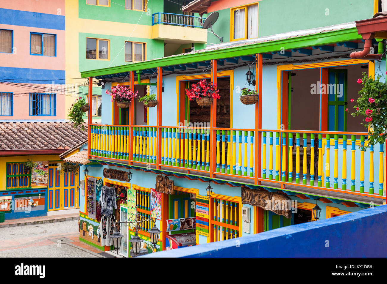 GUATAPE, ANTIOQUIA - COLOMBIA, NOVEMBER 2017. Colorful streets of ...