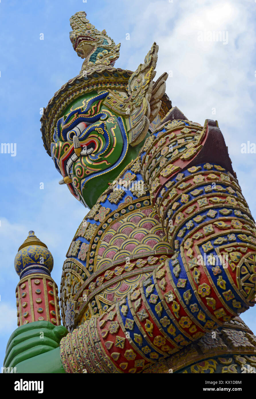 Colorful, Demon Guardian statue at Grand Palace, Bangkok Thailand Stock ...
