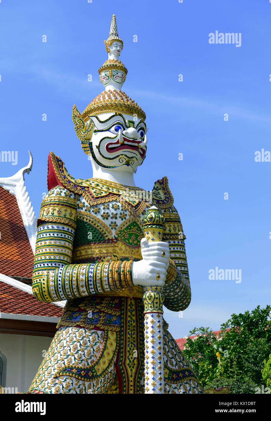 Colorful, Demon Guardian statue at Grand Palace, Bangkok Thailand Stock ...