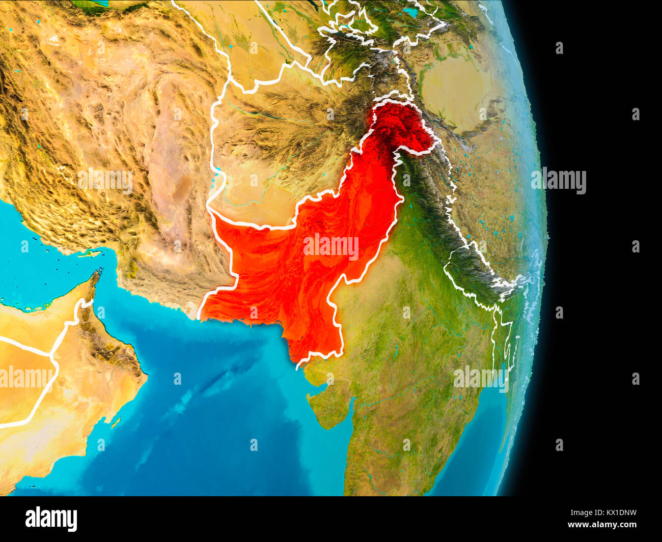 Highlighted satellite image of pakistan hi-res stock photography and ...