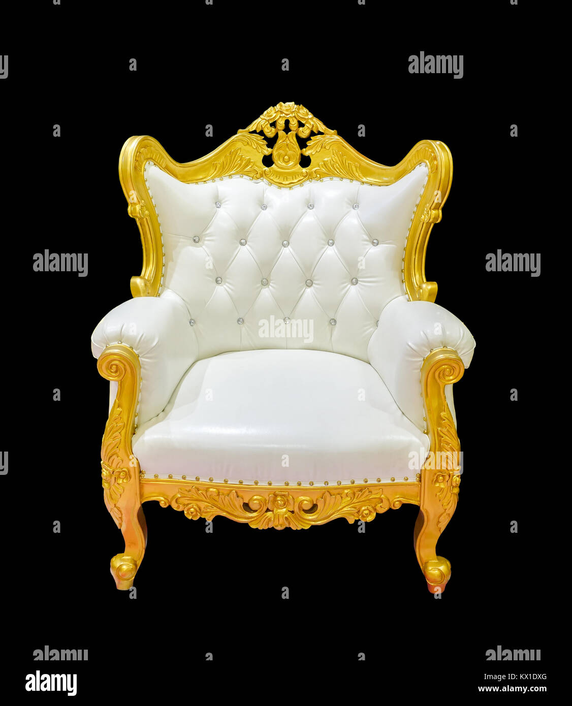 Close up vintage luxury golden chair isolated Stock Photo - Alamy