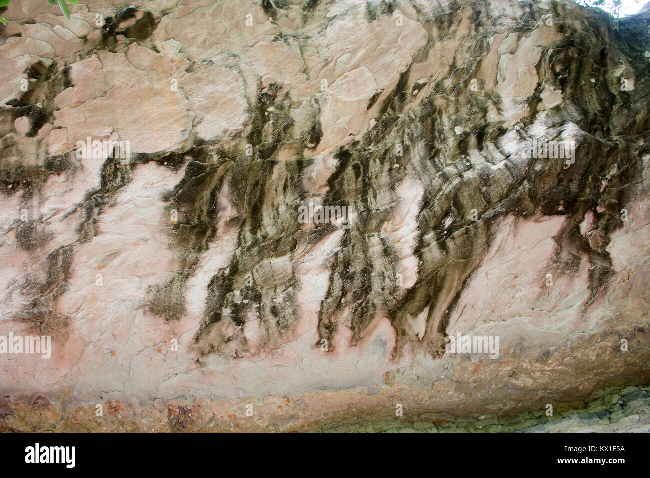 Rock art includes both humanoid and animal figures on cliffs above the ...