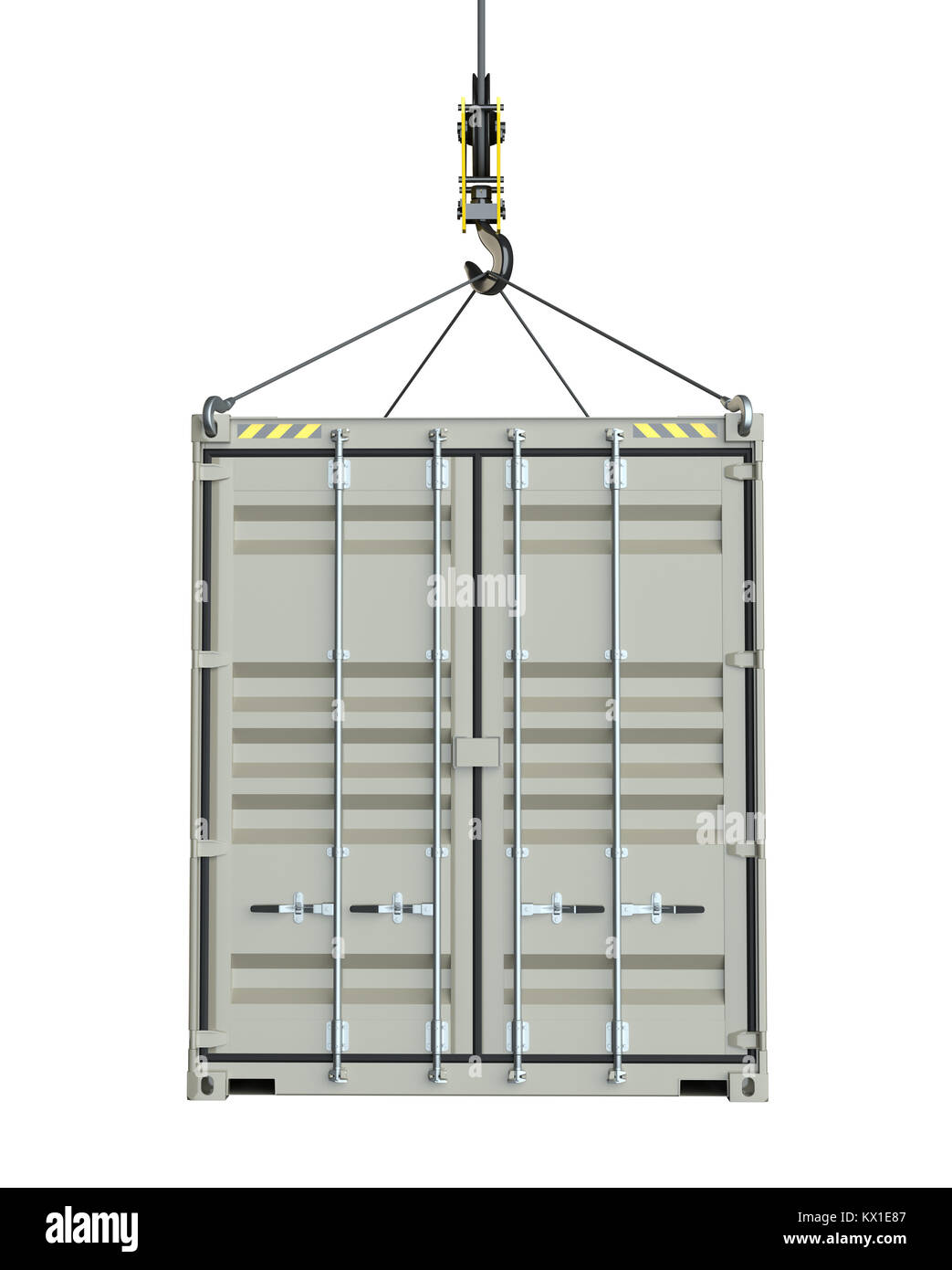 Service delivery - cargo container hoisted by hook Stock Photo - Alamy