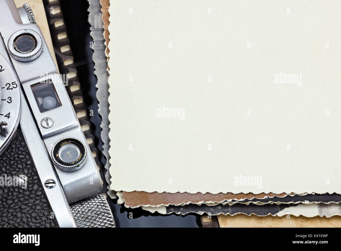 old photos, negative film and vintage camera macro view Stock Photo - Alamy